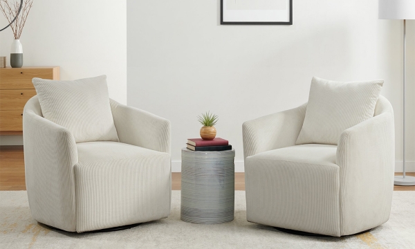 Hester Beige Swivel Chair | The Dump Furniture Outlet